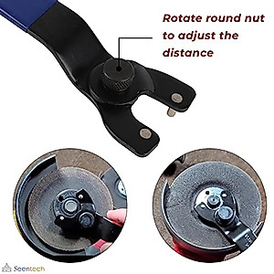 Seentech Upgraded SEWA20 Adjustable Lock-nut Grinder Wrench Compatible with Makita Bosch Milwaukee Angle Grinder Power Tools - Range of 0.5 to 1.25 inches, 7.45 Length x 1.5 Width inches (Pack 1)