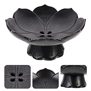 DOITOOL Fruit Tray Ceramic Footed Fruit Bowl: Lotus Shaped Snacks Plate Decorative Dessert Cake Serving Bowl Appetizers Platter Tray for Home Party Kitchen Ceramic Fruit Bowl