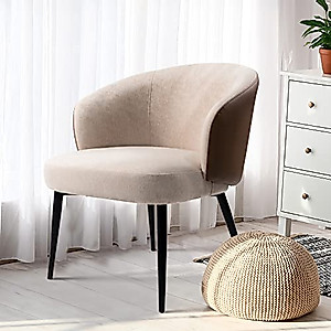 Cozy Castle Fabric Accent Barrel Chair, Modern Comfy Sofa Chair with Adjustable Food Pads, Upholstered Armchair for Living Room, Bedroom, Studio, Beige