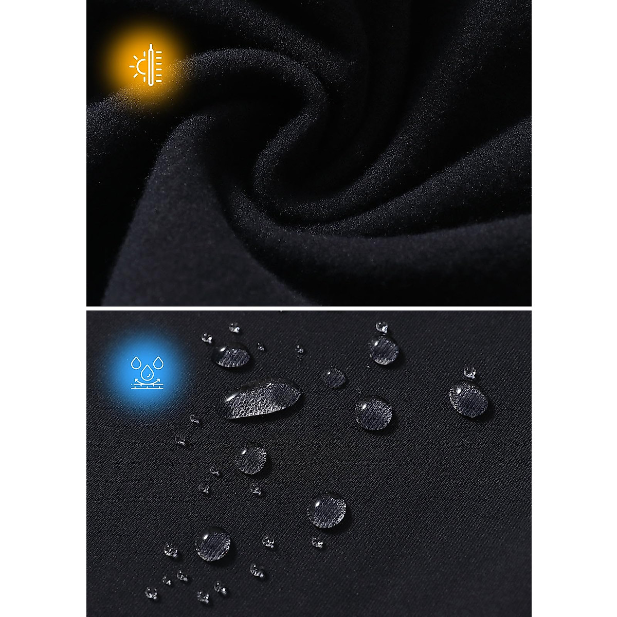 BALEAF Men's Thermal Cycling Pants, 4D Padded Winter Bike Tights Fleece Lined Bicyble Riding Leggings Black L