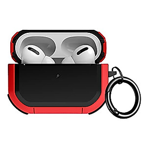 SaharaCase Armor Series Case for Apple AirPods Pro 2 (2nd Generation) [Rugged] Full Body Protection Antislip Grip Slim with Keychain (Red)