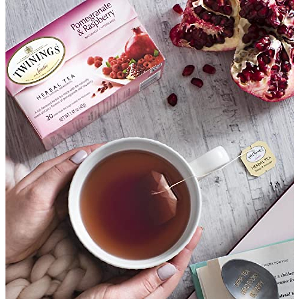 By The Cup Twinings Herbal Tea Bags, Pure Peppermint, Camomile, Rooibos Red, Honeybush Mandarin Orange, Plus 9 More Flavors - with BYTC Honey Sticks, 40 Individually Wrapped Tea Bags