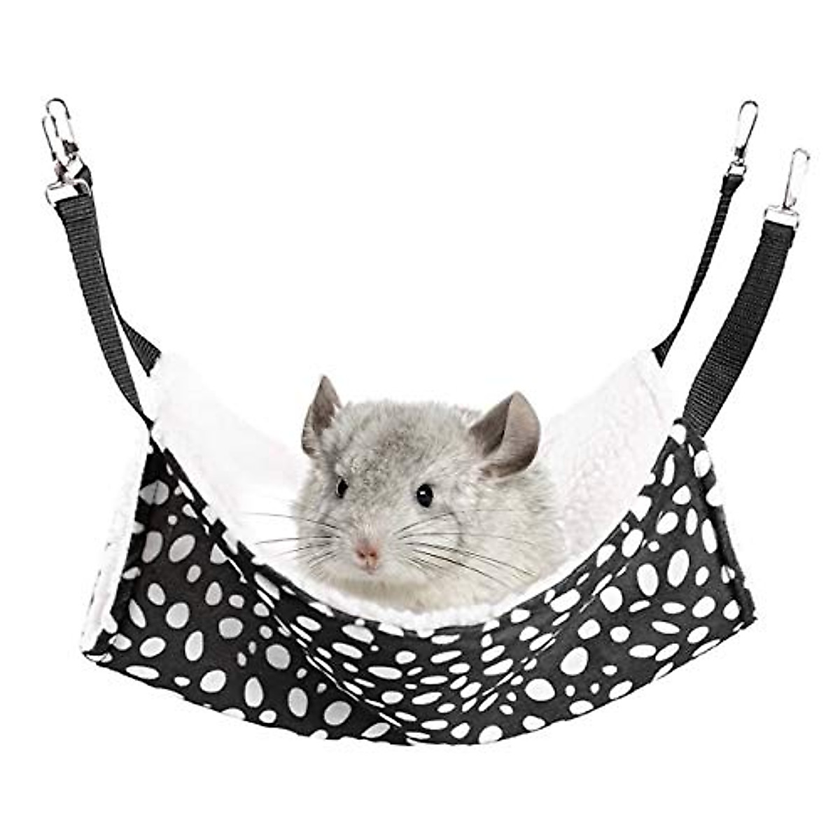 Rolybag Pet cage Hammock,pet Hammock,pet Cats Hammock,Soft Plush pet Bed,Suitable for Ferret Cotton Hammock,Guinea Pig,Hamster,Gerbil, Kittens,Cats cage,etc (Black-White dot 1)