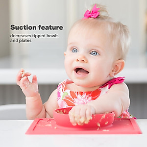 ezpz Mini Bowl for 12 Months+ (Sage) - 100% Silicone Suction Bowl with Built-in Placemat for Toddlers - Comes with a Reusable Travel Bag