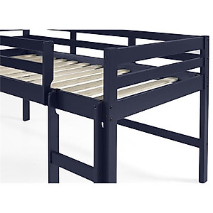 Acme Lara Twin Wooden Loft Bed with Guard Rail and Ladder in Navy Blue