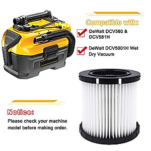 2 PACKS DCV5801H HEPA Replacement Filter for DeWalt DCV580 & DCV581H DeWalt, Washable and Reusable
