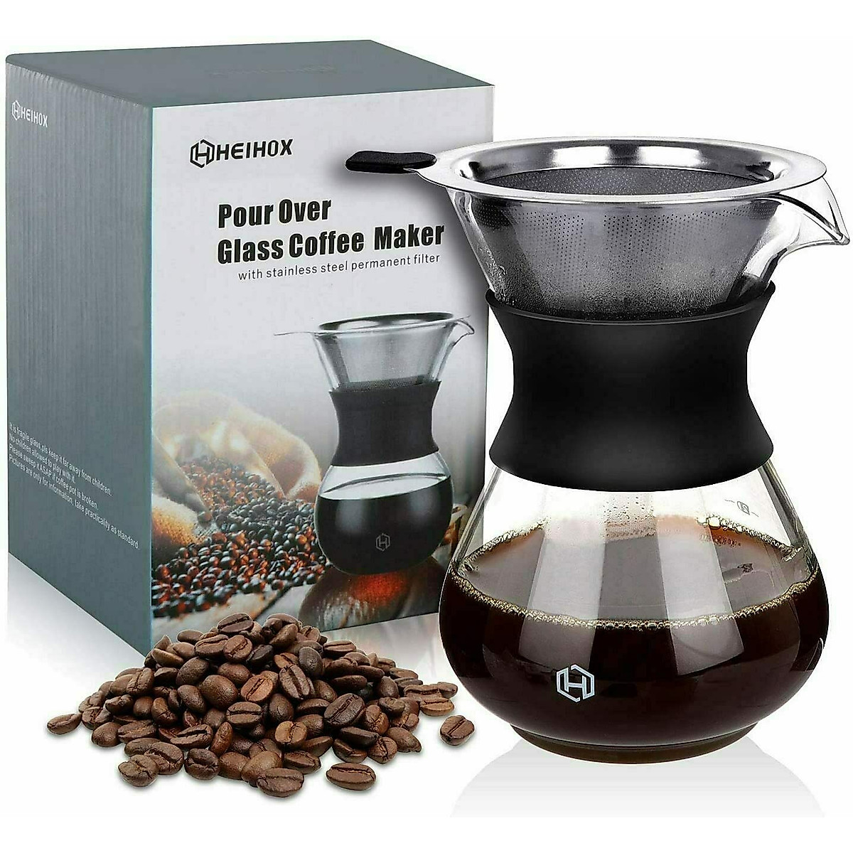 Nespresso BNV550GRY1BUC1 Vertuo Next Coffee and Espresso Machine (Light Gray) Bundle with 14oz Pour Over Coffee Maker Set (2 Items)