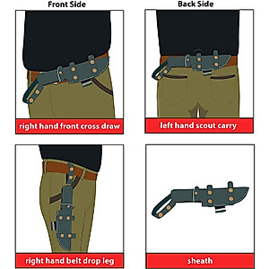 GCS Handmade G10 Handle D2 Tool Steel Tactical knife Hunting Knife Camp Knife with leather sheath Full tang blade designed for Hunting & EDC GCS 210