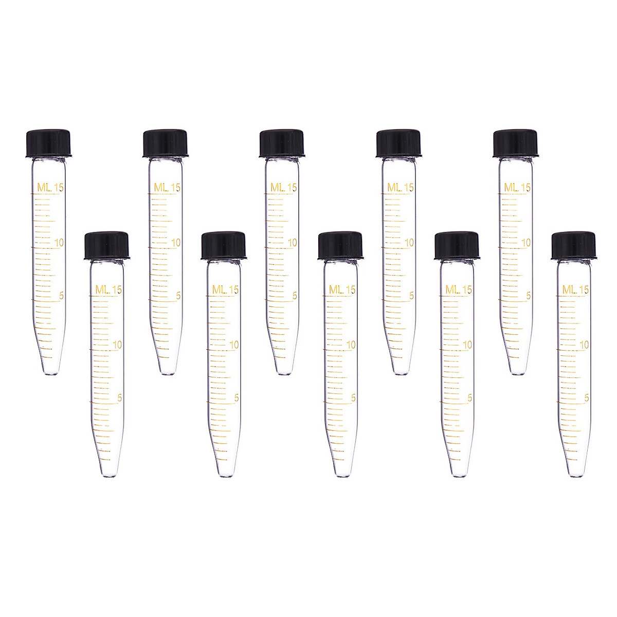 ULTECHNOVO 10pcs Conical Centrifuge Tubes 15ml Glass Test Tubes with Screw Cap for Laboratory Non - pyrogenic DNase/RNase - Free Human DNA - Free