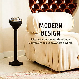 CO-Z Ashtray with Lid, Smokeless Standing Outdoor Ashtray for Home Garden Patio Cigarettes Ash Butt Disposal, 24"or 16.5" Stainless Steel Windproof Stand Outside Cigar Container Ash Tray, Matte Black