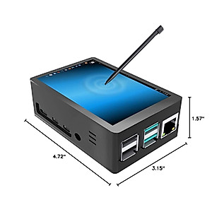 JUN-ELECTRON for Raspberry Pi 4 Touch Screen with Case, 3.5 inch Touchscreen with Fan, 320x480 Monitor TFT LCD Game Display