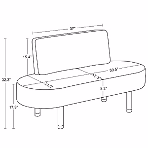 BarberPub Waiting Room Chairs Reception Settee Bench, Leather Upholstered Dining Bench with Backrest, Office Salon Furniture W702 (Black)