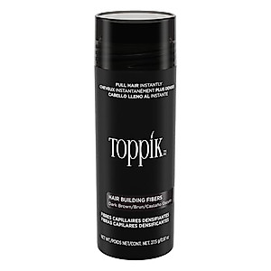 Toppik Hair Building Fibers, Dark Brown, 27.5g, Fill In Fine or Thinning Hair, Instantly Thicker, Fuller Looking Hair, 9 Shades for Men and Women , 0.97 Oz (Pack of 1)