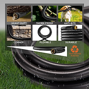 Hybrid Garden Hose 100 ft x 5/8 in Heavy Duty Water Hoses,Flexible and Durable,No Leaking PVC,Rubber Hose with PVC Reliefs for Backyard,3/4'' Solid Brass Fittings