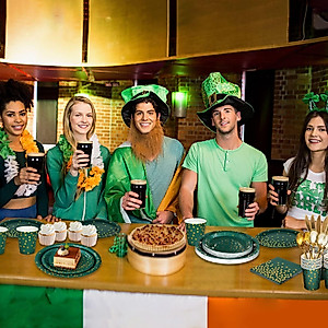 175Pcs Green Plates and Napkins Party Supplies, Green and Gold Party Decorations for Party, Birthday Graduation Party Decorations Serve 25