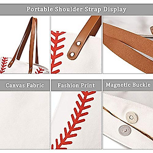 Large Baseball Tote Bag Sports Printing Utility Top Handle Shoulder Bag Canvas Sport Travel Beach for Women Gifts