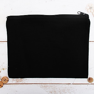 Threadart Canvas Pencil Pouch Black with Zipper For Organization, Small Tools, Makeup Organizer Bag - 100% Cotton Canvas Heavy Duty 7" x 9.25"