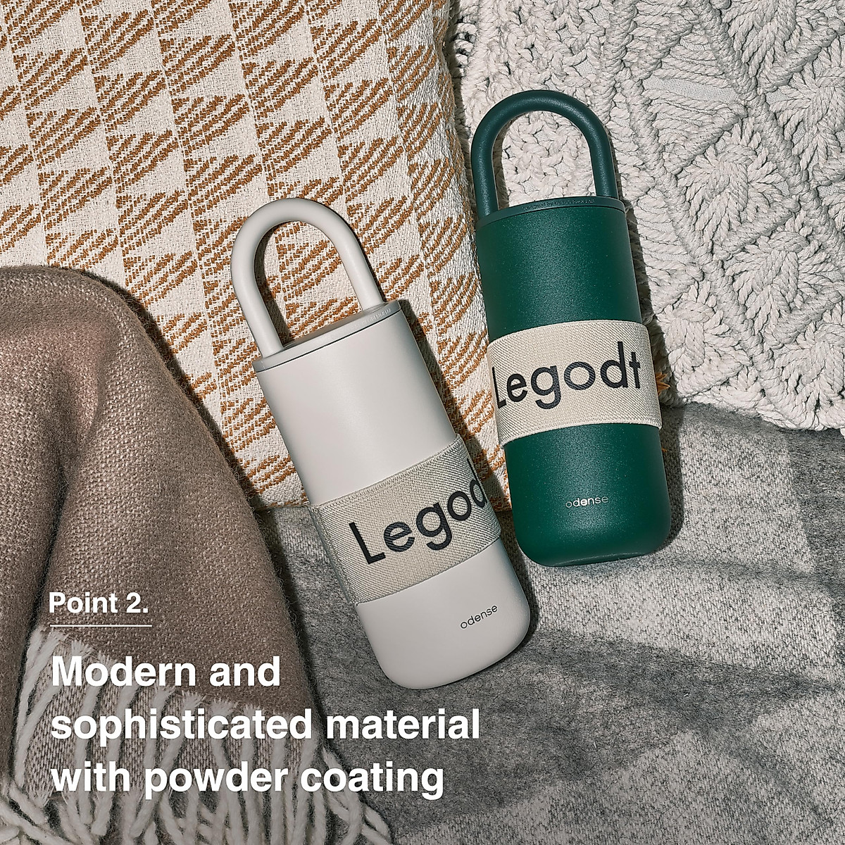 Odense Legodt Loop Tumbler 20oz with Lid and Handle - Insulated Tumbler with Leak-Resistant Lid - Double Stainless Steel Travel Coffee Mug, Water Bottle, Keeps Drinks Hot or Cold(Vanilla Cream)