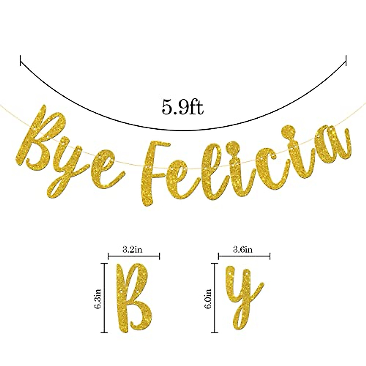 Talorine Bye Felicia Banner, Divorce Party, Going Away Party, Farewell, Retirement Party Decorations (Gold Glitter)