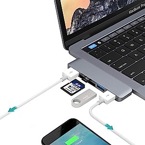Jiali USB-C Hub Converter 5 in 1 Multi-Function Aluminium Alloy 5Gbps Transfer Rate USB-C/Type-C HUB Adapter with 3 USB 3.0 Ports & SD Card Slot & TF Card Slot for MacBook 2015/2016 / 2017(Grey)