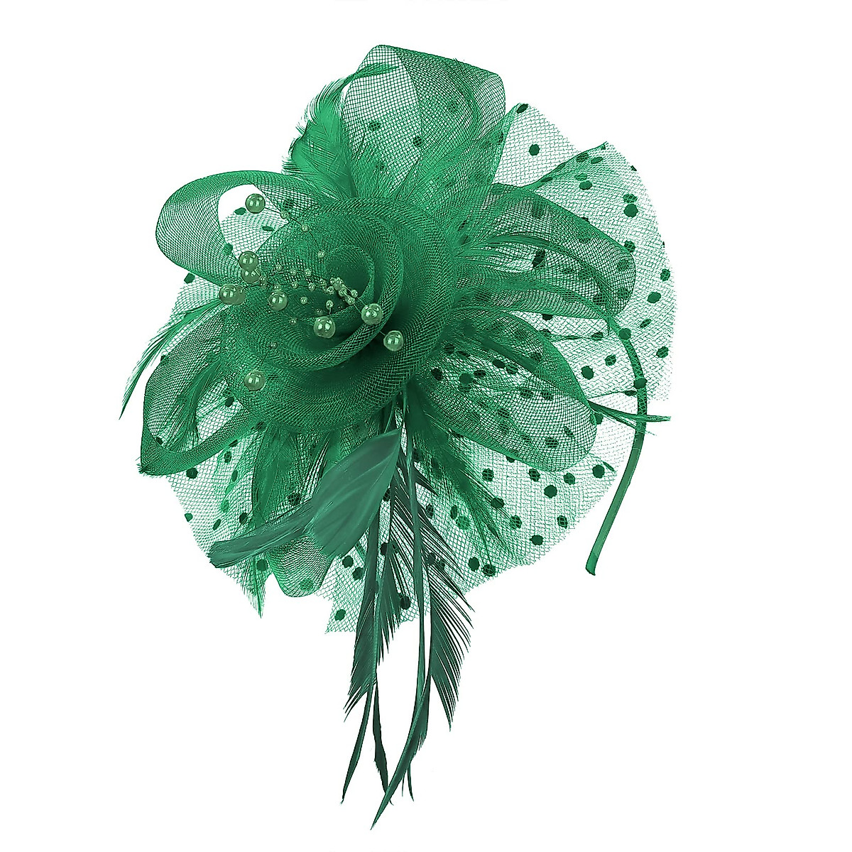 Century Star Kentucky Derby Hats Fascinator for Women Tea Party Hats Flower Mesh Ribbons Feathers Flapper Headband Hair Clips Green One Size