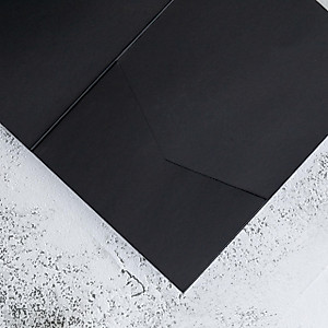 FEIYI 20 PCS Black Tri-fold Laser Cut Wedding Invitation Pockets for 5x7 Wedding Cards Bridal Shower Engagement Quinceanera Invitation