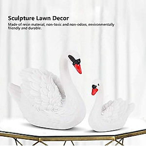 Dancal 2 PCS Swan-Shape Garden Statue Outdoor Sculpture Lawn Garden Scene Decor