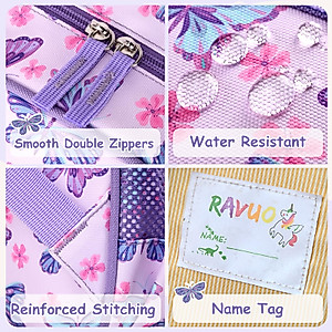 RAVUO Toddler Backpack, Cute Butterfly Kids School Backpacks Lightweight Water Resistant Girls Bookbag with Chest Strap