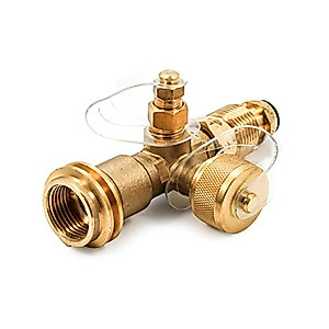 Camco Propane Brass 4 Port Tee- Comes with 5ft and 12ft Hoses, Allows for Connection Between Auxiliary Propane Cylinder and Propane Appliances (59123) , Black