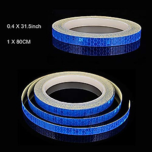 Reflective Tape Outdoor Safety Warning Lighting Sticker Waterproof Bike Reflector Tape for Car, Bicycle, Motorcycle Rim Self-Adhesive DIY Decoration (6 Colors-Blue Red Green White Yellow Black+orange)