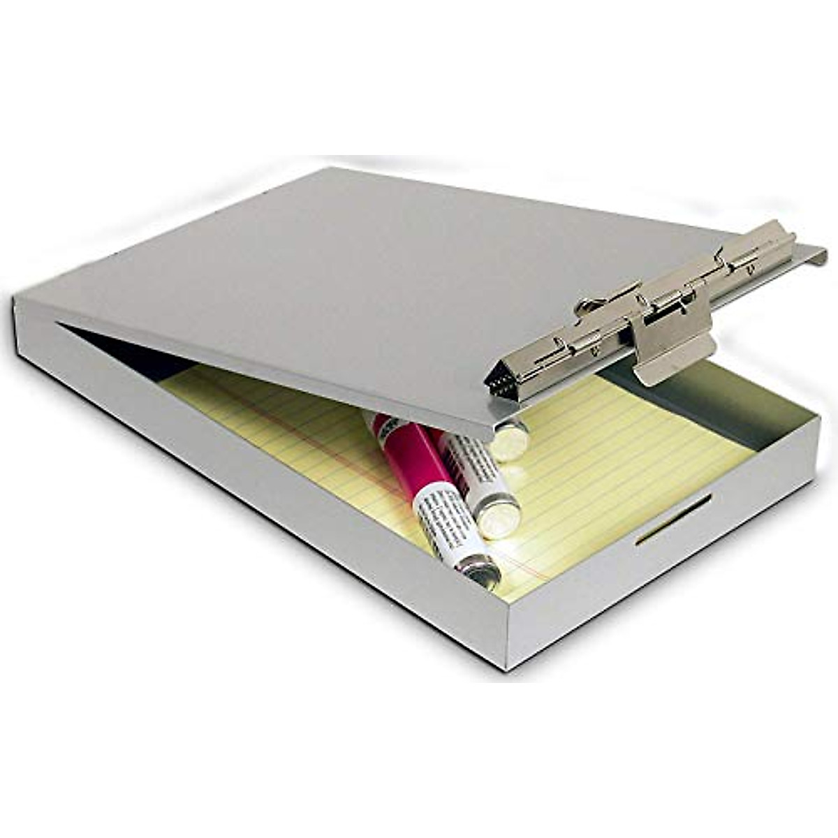 Saunders Silver Memo Size Aluminum Redi Rite Storage Clipboard with 1 Inch Storage Compartment and Self Locking Latch - Form Holder Perfect for Contractors, Truckers, and Office Use