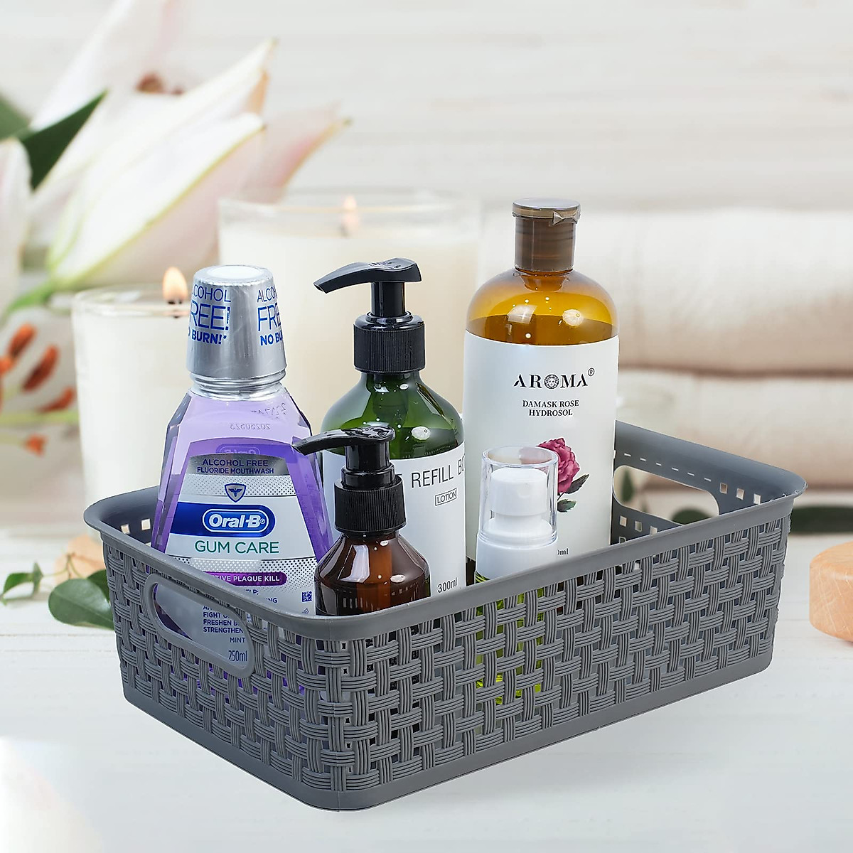 8 Pack Plastic Storage Baskets - Small Pantry for Organizing and Storage Bins for Bathroom,Kitchen,Shelves,Closet, Laundry Room,Bedroom, Classroom,Playroom