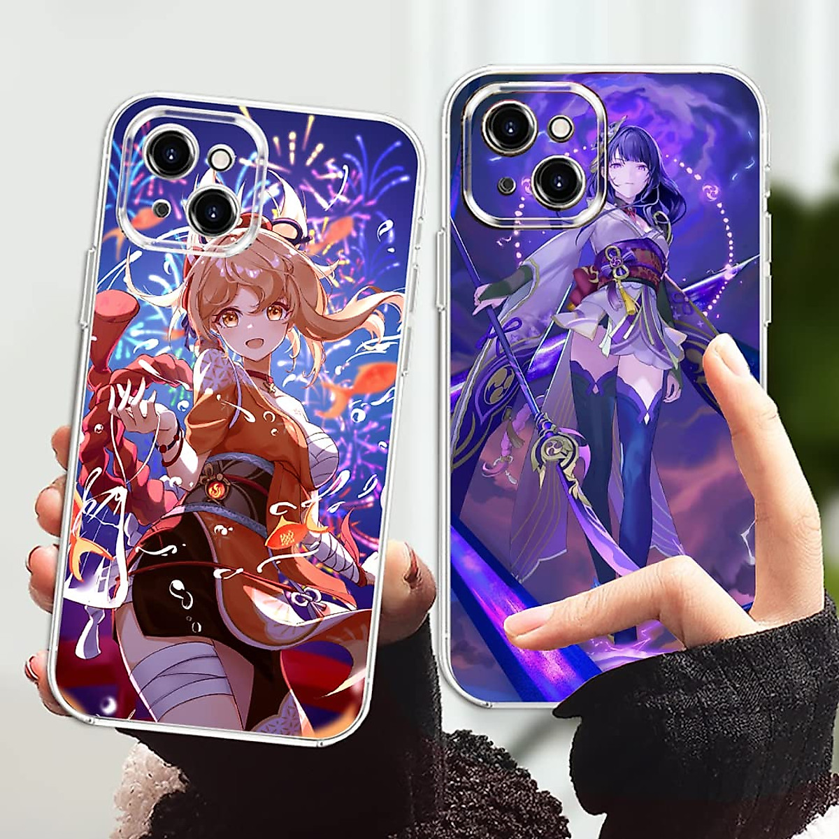 Staremeplz Compatible with Samsung Galaxy S9 Plus Case Genshin Impact Anime Game Design [with Vision Keychain and 50pcs Stickers] Cartoon Transparent Soft Silicona Case for Samsung Galaxy S9 Plus