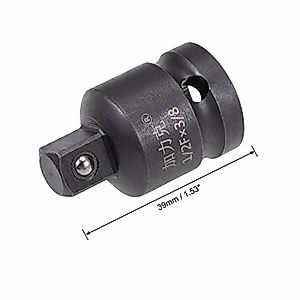 uxcell 2pcs 1/2" Drive (Female) x 3/8" (Male) Impact Socket Reducer for Use with Air Impact Drivers, Breaker Bars, Ratchets, CR-MO Steel
