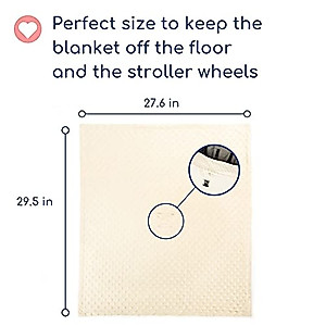 Non-Slip Stroller Blanket - Stays in Place, Off The Floor, Out of Stroller Wheels. Light Spring Soft Cream Baby Blanket for Infant and Toddlers, Universal Fit for All Strollers and Car Seat