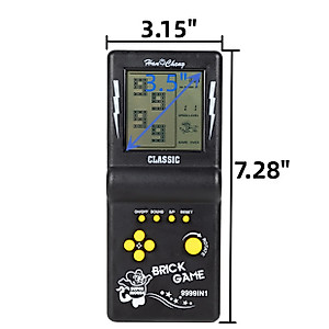 Desyeryamimi Handheld Brick Game Console,3.5-inch Large Screen Black Handheld Building Block Game,Tank Racing Electronic Game,Build in 23 Classic Games for Adults or Kids (1 Pcs)