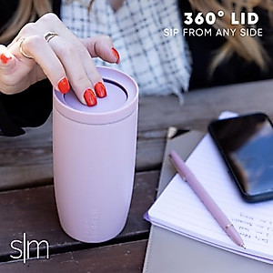 Simple Modern Travel Coffee Mug Tumbler with 360° Lid | Ceramic-Lined Insulated Stainless Steel Cold Brew Iced Coffee Cup | Gifts for Women Men Her Him | Voyager Signature | 16oz | Midnight Black