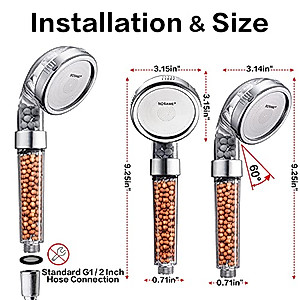 NOSAME Shower Head, Filter Filtration High Pressure Water Saving 3 Mode Function Spray Handheld Showerheads for Dry Skin & Hair