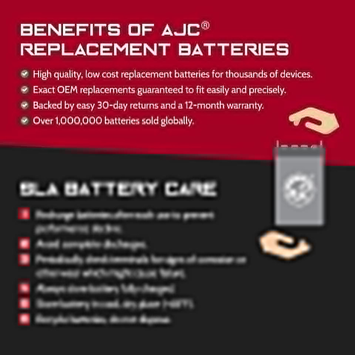AJC Battery Compatible with Mighty Mule GTO RB500 12V 7Ah Alarm Battery