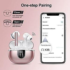 Lekaby Wireless Earbuds Bluetooth 5.3 Headphones Clear Call 40H Playback IPX7 Waterproof Stereo Earphones with USB-C Charging Case LED Power Display in-Ear Headset for Workout/Home/Office