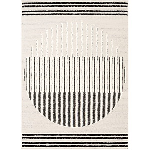Livabliss Penrod Modern Geometric Area Rug,6'7" x 9',Black/Ivory