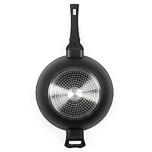 Russell Hobbs RH01860EU7 28 cm Wok - with Glass Lid, Non-Stick Tall Design Induction Pan, Metal Utensil Safe, Use Little to No Oil, Easy-Clean, High Endurance Surface, Crystaltech Graphite Collection