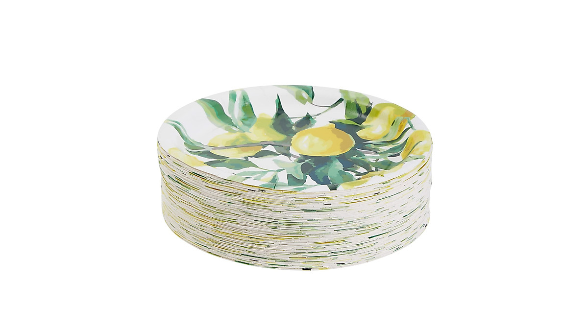 Blue Panda 80-Pack Lemon Paper Plates for Summer Parties & Showers