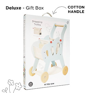 Le Toy Van - Educational Wooden Toy Role Play Grocery Store Shopping Trolley | Boys Or Girls Pretend Play Supermarket Playset - for Ages 3+