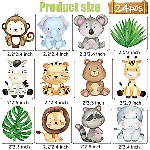 24pcs Jungle Animals Party Cupcake Toppers Decorations Jungle Safari Animal Theme Party Supplies for Zoo Wild Animal Birthday Party Baby Shower Supplies