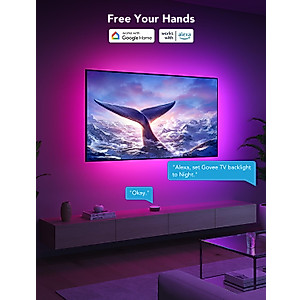 Govee TV LED Backlight Strip, RGBIC Smart LED Backlight for 40-50inch TVs, Music Sync, Wi-Fi Bluetooth & App Control, Works with Alexa & Google Assistant, 77 Scene Modes, Adapter