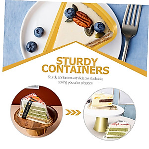 Abaodam 150 Sets Triangular Cake Box Slice Cheesecake Containers Sandwich Container Bento Sandwich Cake Tray Plastic Container with Lid Clear Mousse Container Cake Stand Mezzanine Pet