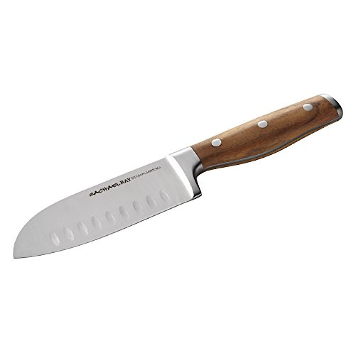 Rachael Ray Cucina Cutlery 2-Piece Japanese Stainless Steel Santoku Knife Set with Acacia Handles - ,Acacia Wood