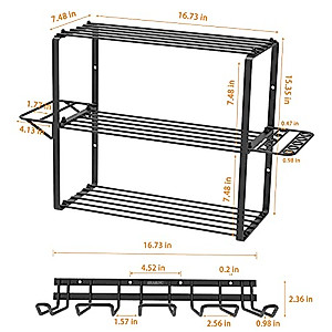 ZEAKOC Power Tool Organizer, 4 Layers Heavy Duty Drill Holder Wall Mount,Steel Tool Hangers Utility Storage Shelves for Handheld & Power Tools,Separate Tool Rack
