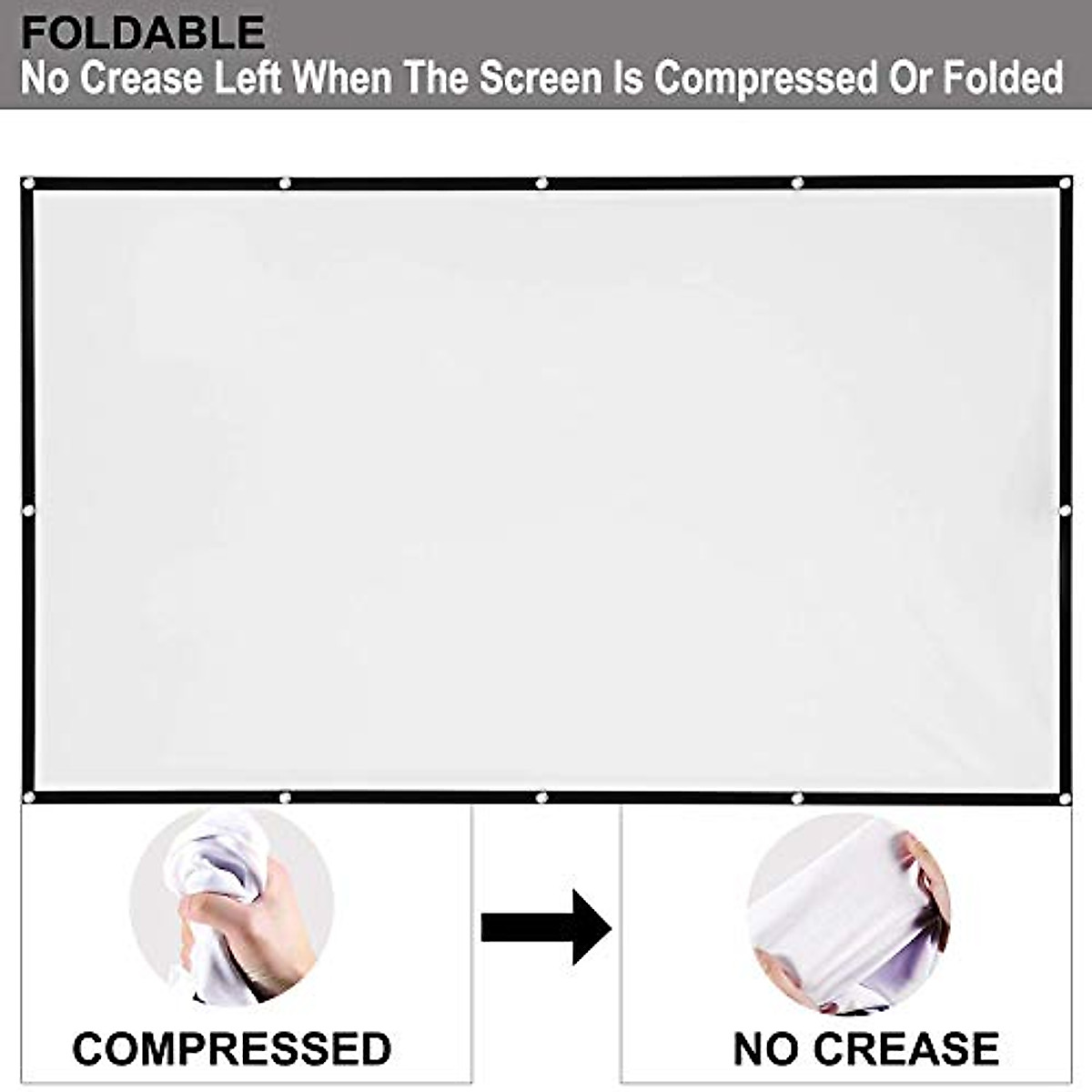 Projector Screen HD Premium Wrinkle-Free Portable Screen 100 inch 16:9 4K StayTrue - Indoor and Outdoor Projection Movie Screen for Movie or Office Presentation Home Theater